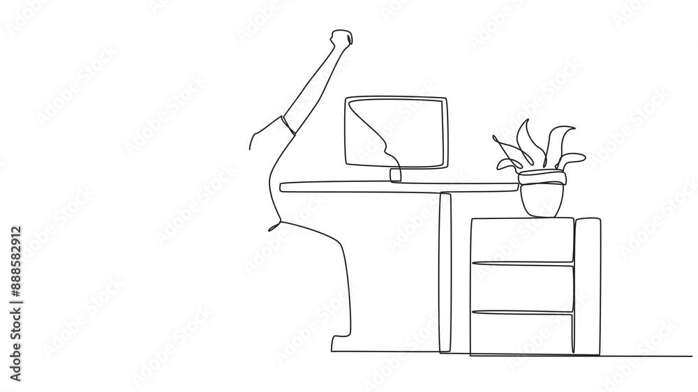 Animated self drawing of continuous one line drawing the woman sit on ...