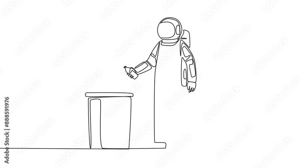 Self drawing animation of single continuous line drawing astronaut ...