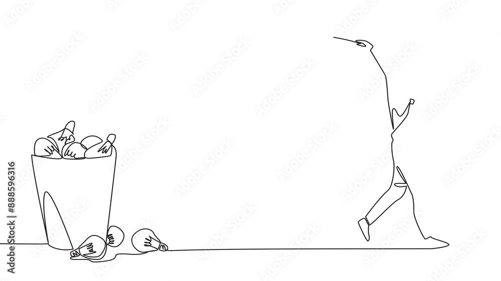 Self drawing animation of single continuous line drawing businessman ...