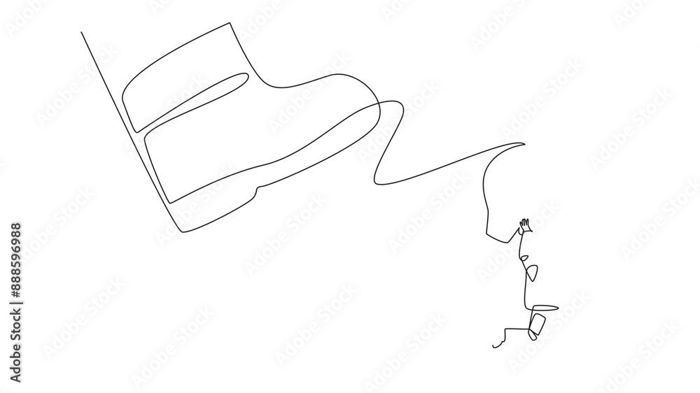 Animation of a single continuous line drawing astronaut carrying a ...