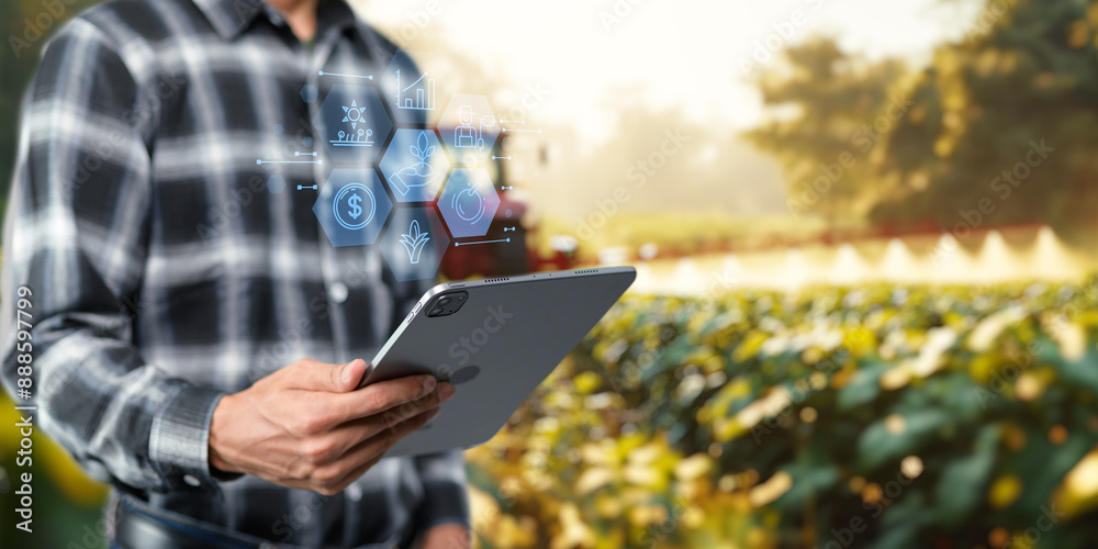 Smart Farm UI hologram system control, maintenance, displaying growth ...