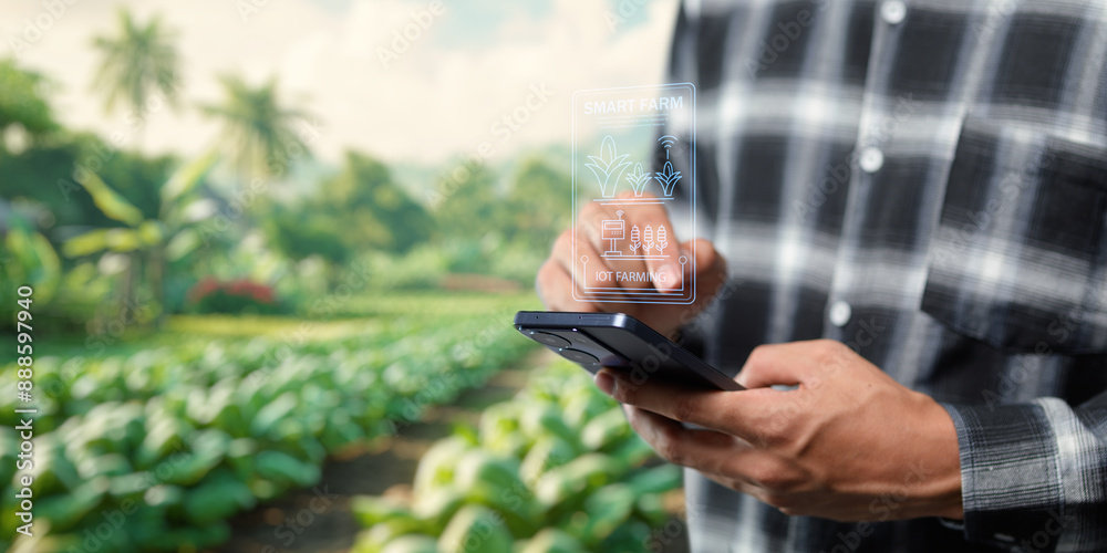 Smart Farm UI hologram system control, maintenance, displaying growth ...