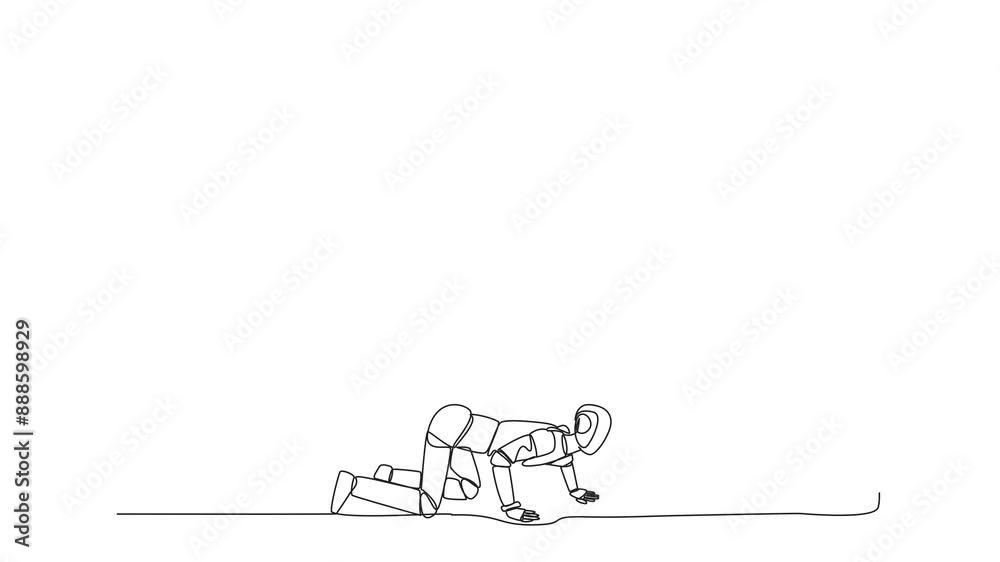 Animated self drawing of single one line drawing the new robot kneels ...