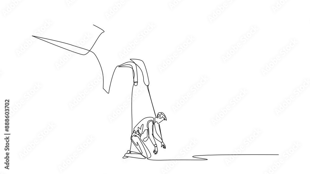 Self drawing animation of single continuous line drawing businessman ...