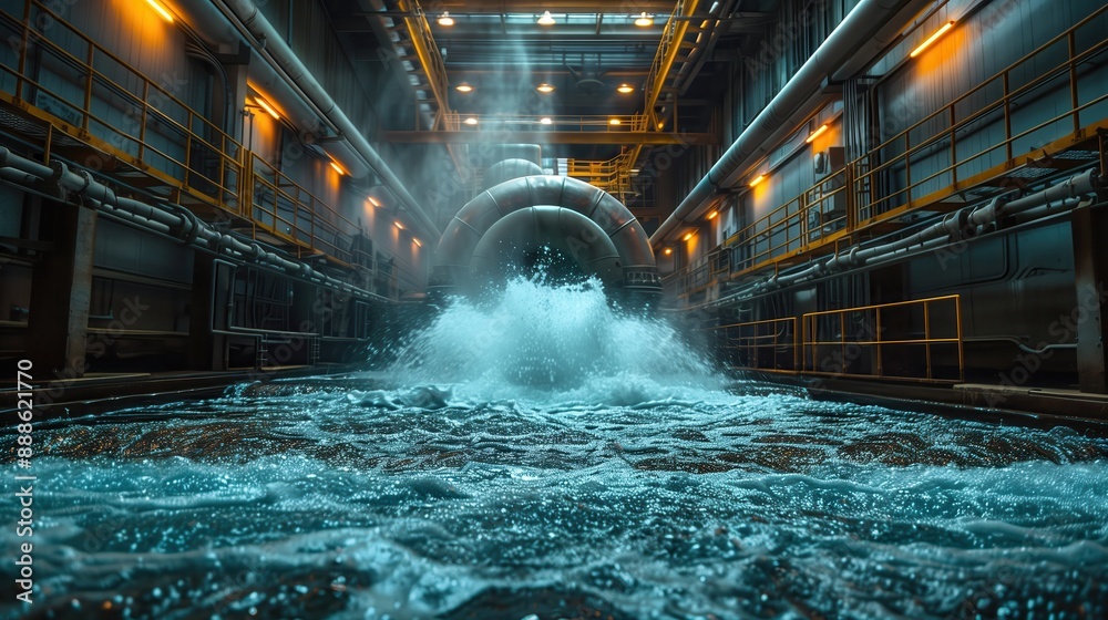 Hydroelectric Power Plant Interior. Interior of a hydroelectric power ...