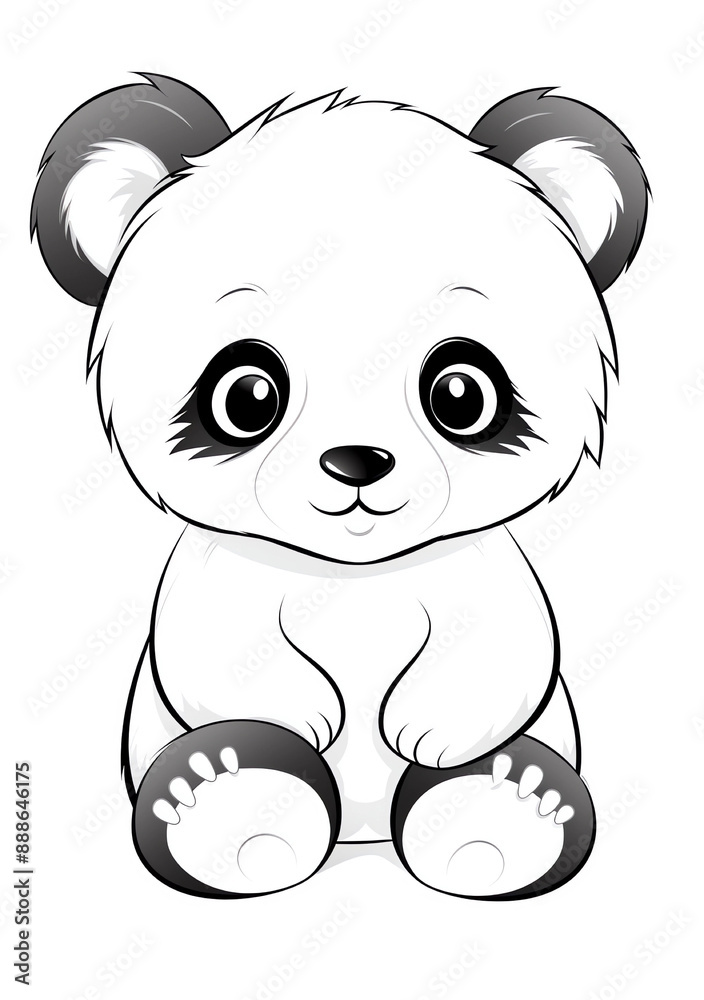 Cute panda vector illustration for kids coloring book, no color ...