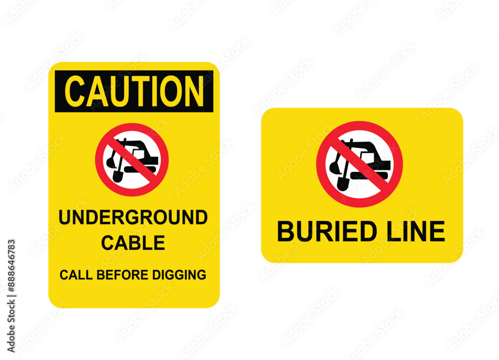 Caution underground cable sign with symbol. Underground Live Cables ...