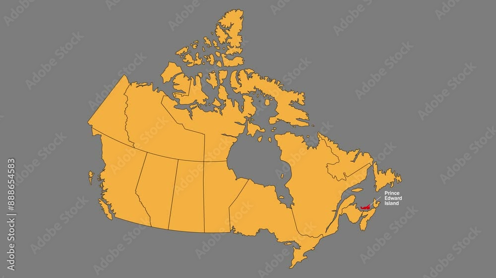 Prince Edward Island map animated video. Map Highlighted on the Canada ...