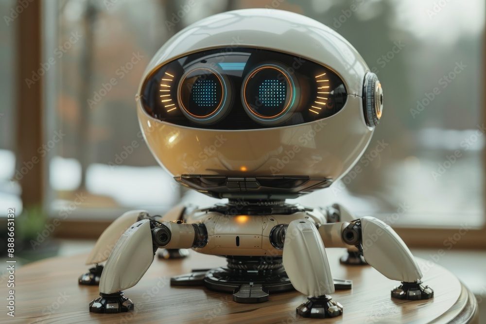 Cute robotic toy with a playful and friendly design detailed textures ...