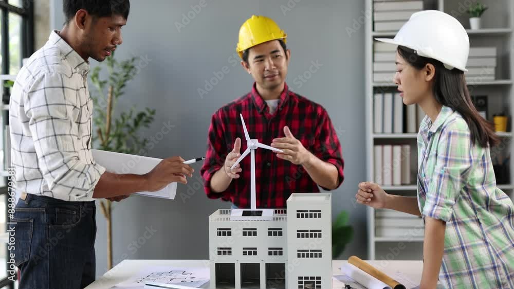 Team of engineers and architects brainstorm to design buildings and ...