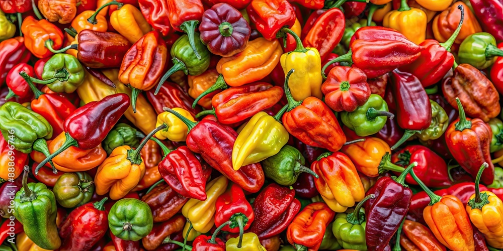 A close-up photo of Capsicum annuum peppers on the Scoville scale ...