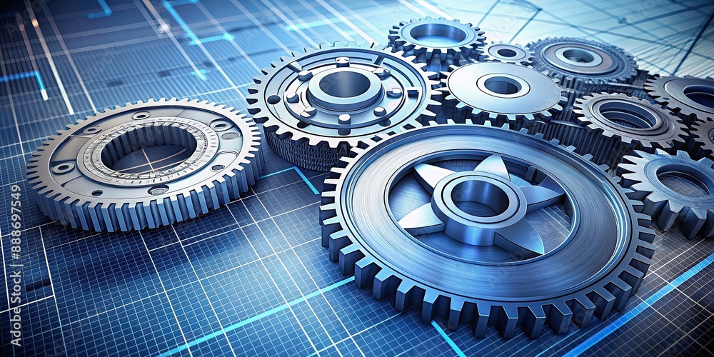 Technical drawing of gears with Mechanical Engineering background ...