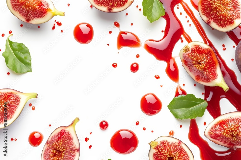White background fig jam frame isolated Sweet ficus carica spot ...