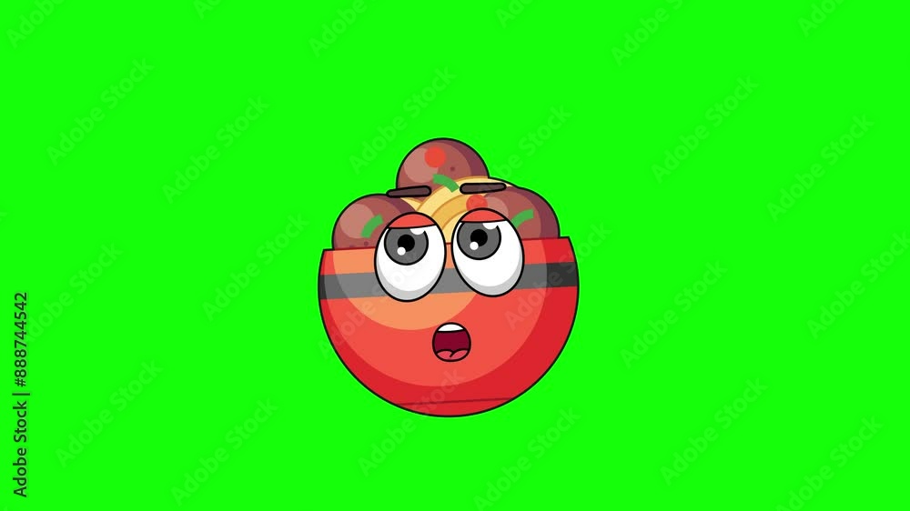 meatball bowl cartoon facing with rolling eye, emoji emoticon animation ...