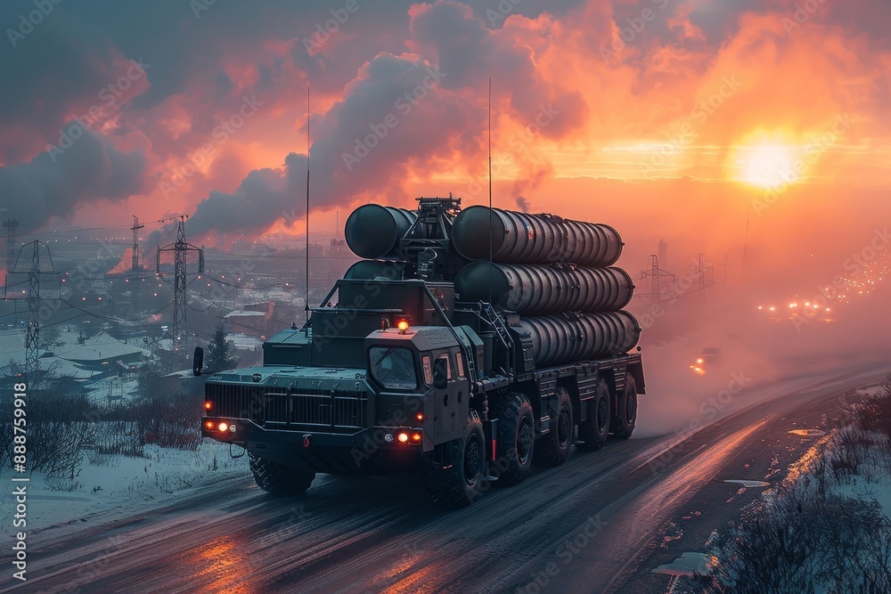 Advanced military weapon system with rocket launcher, heavy machine gun ...