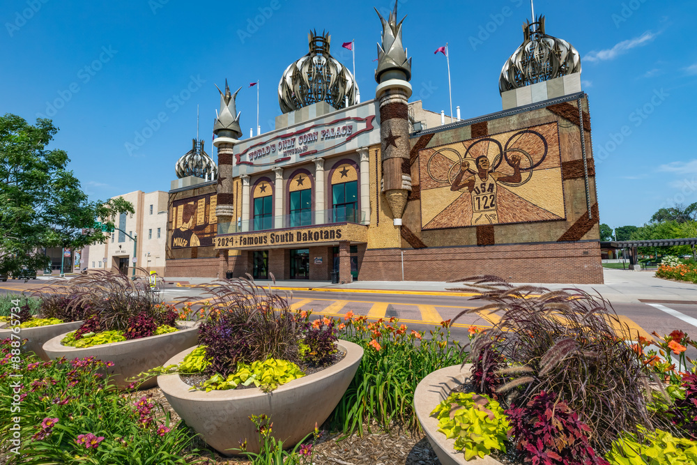 Worlds Only Corn Palace featuring art made from corn cobs is a historic ...