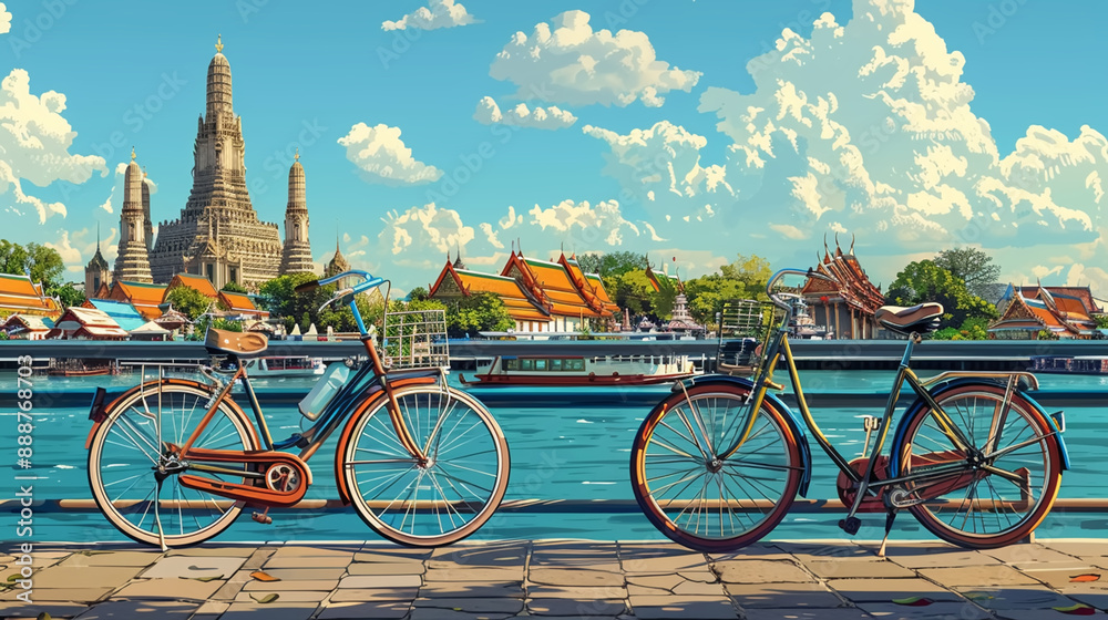 A vintage Japanese anime-style illustration depicts two Japanese ...