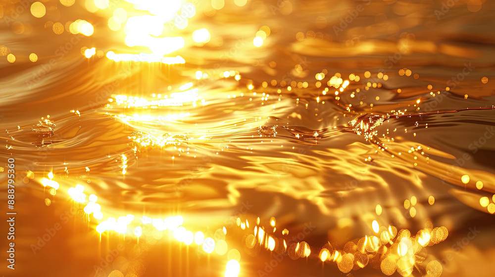 Golden liquid flowing. Golden water surface texture background. Liquid ...