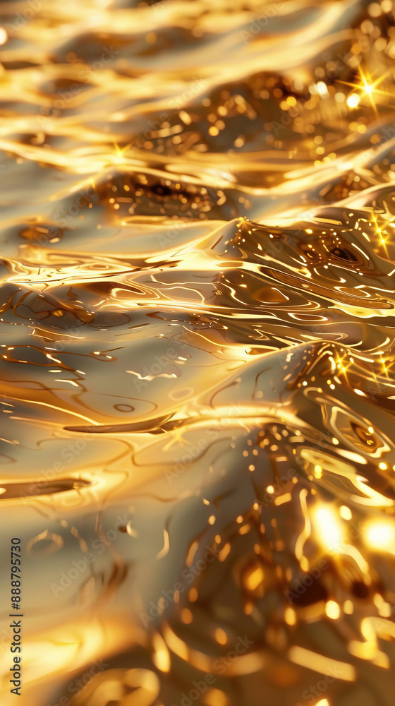 Golden liquid flowing. Golden water surface texture background. Liquid ...