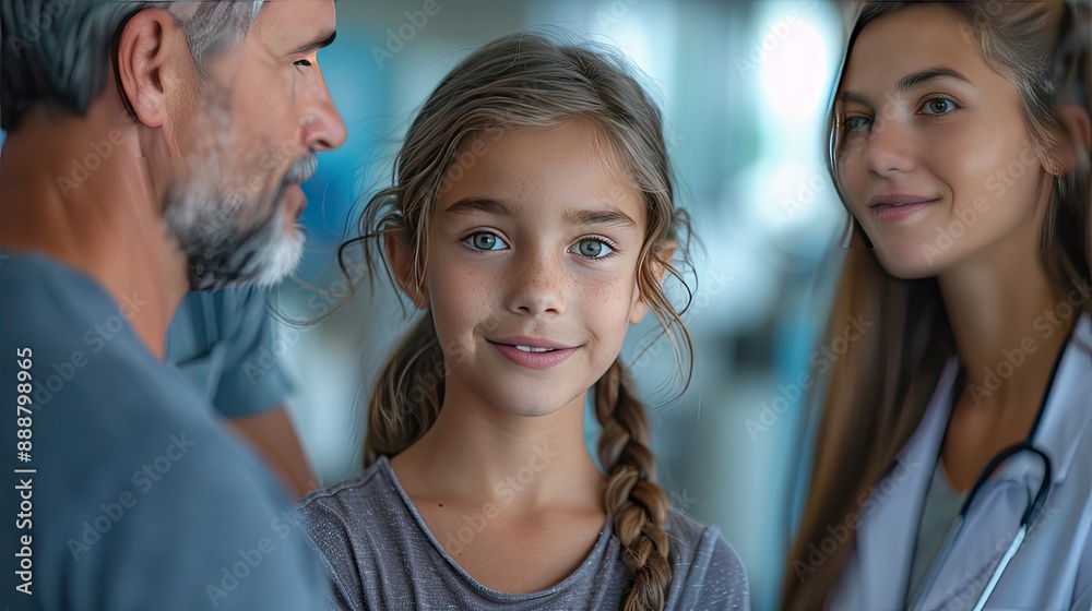 doctor explaining results of mri scan of brain to parents of young girl ...