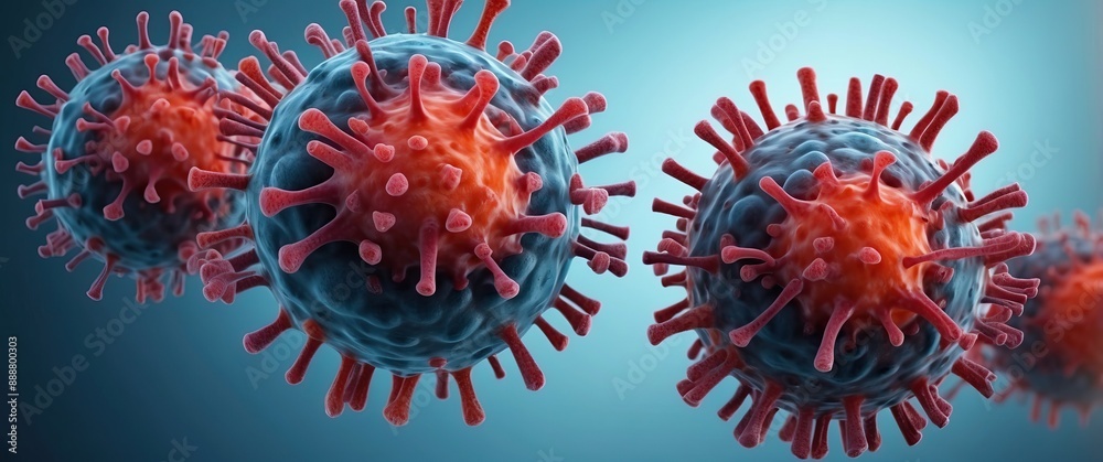 Microscopic view of viruses in a scientific representation ...