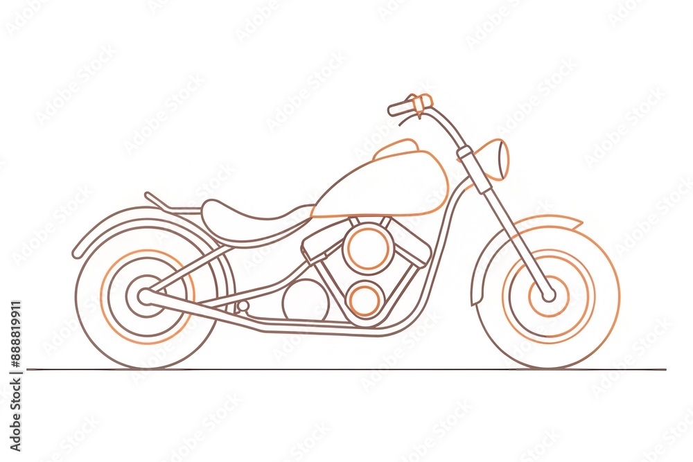 continuous single drawn one line cruiser chopper motorbike motorcycle ...