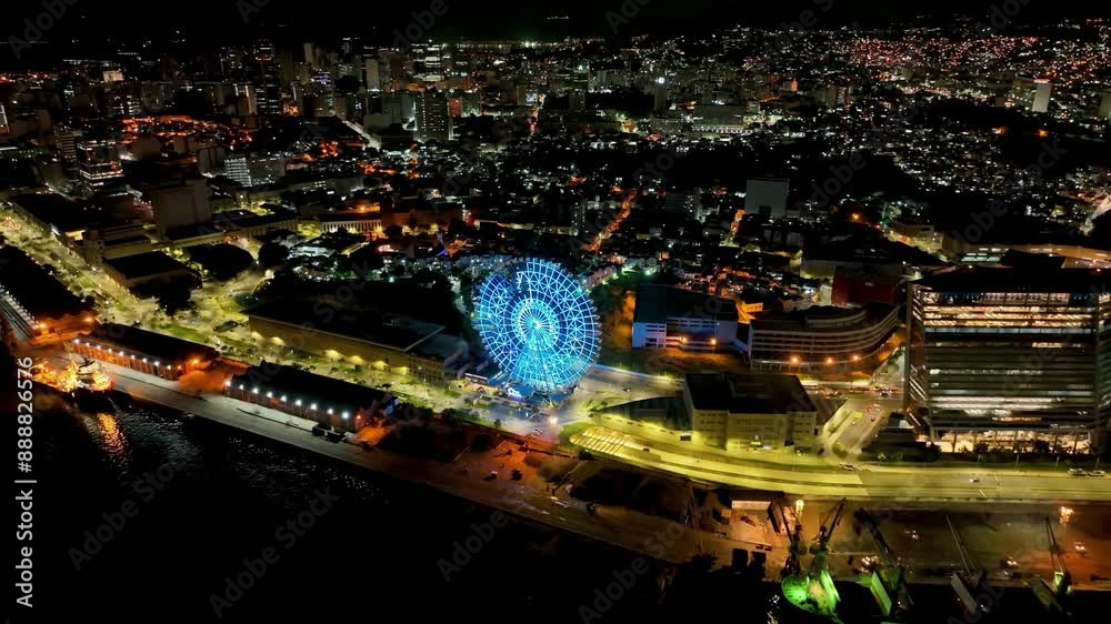 Ferris Wheel At Rio De Janeiro Brazil. Tall Ferris Wheel In A Bustling ...