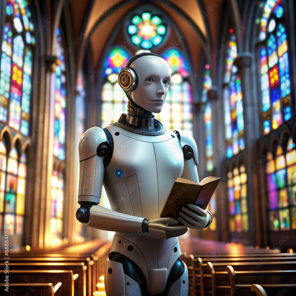 The Future of Faith A Robot Reads Scripture in a Stained Glass Church ...