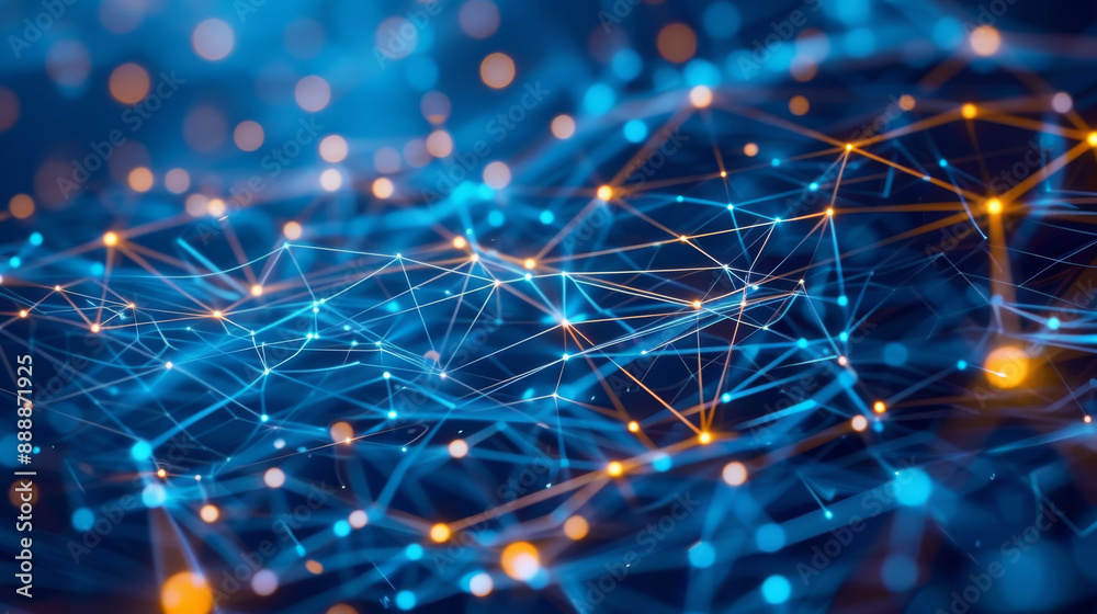 Digital lines and dots form a network. This is a common way to show how ...