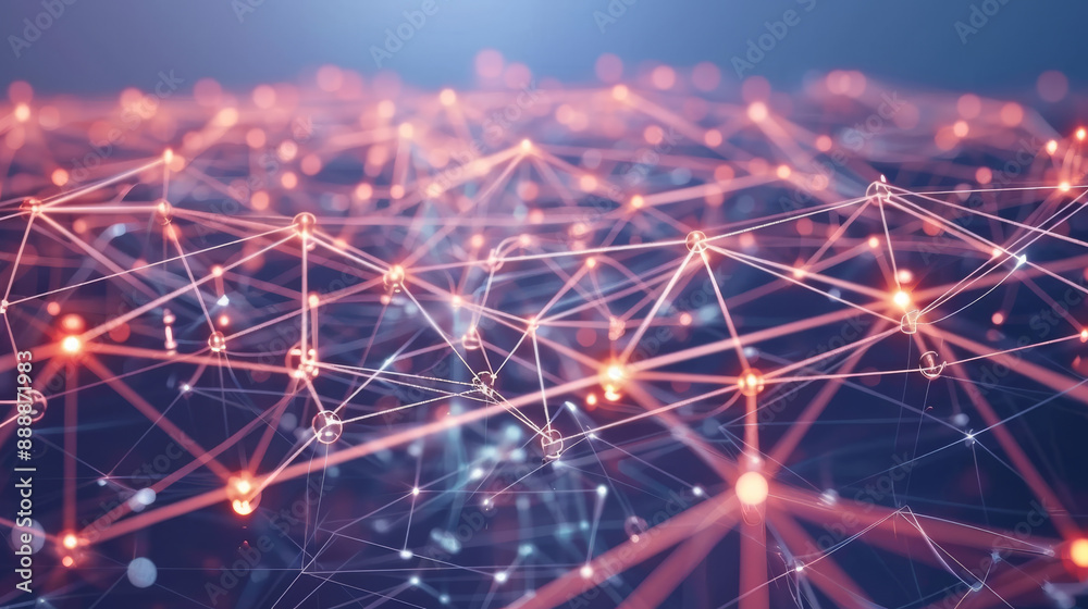Digital lines and dots form a network. This is a common way to show how ...