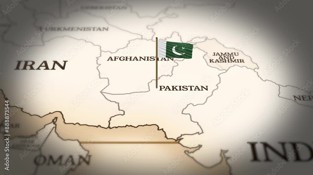 Pakistan flag showing on world map with 3D rendering Stock 비디오 | Adobe ...
