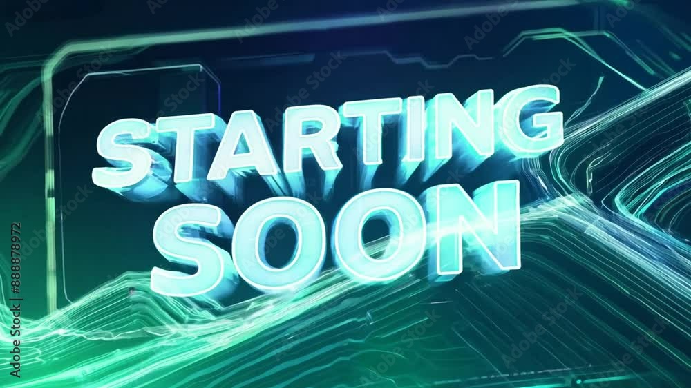 Neon sign animation of the words Starting Soon, overlaid with wavy ...