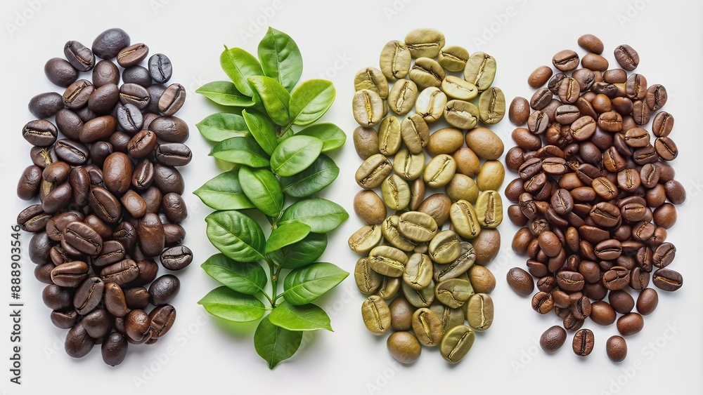 Illustrative infographic showcasing coffee beans transformation from ...