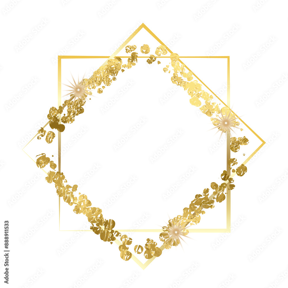 Gold color frame.Gold sparkle foil.Abstract luxury golden frame on ...