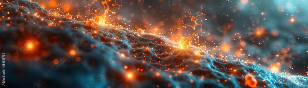 Complex AI neural pathways in 3D, cognitive processing, artificial ...