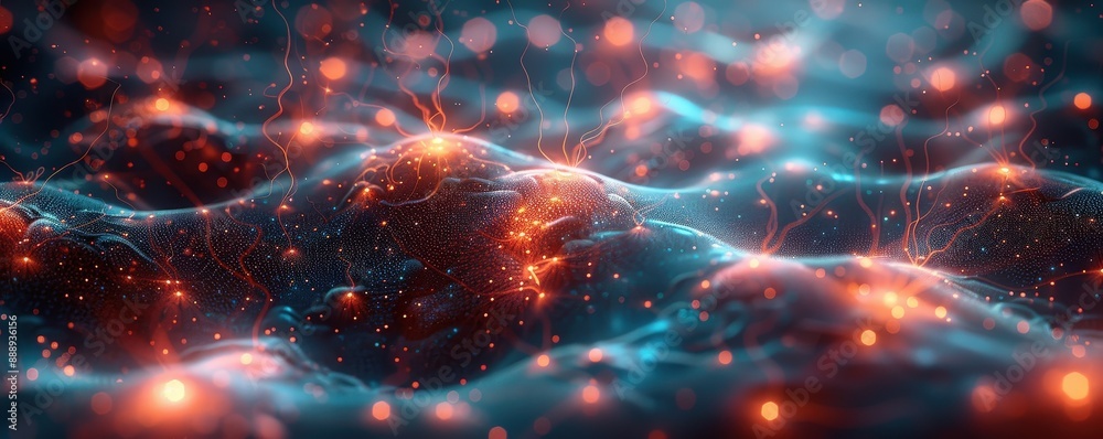 AI neural network with vibrant cognitive patterns, unsupervised ...