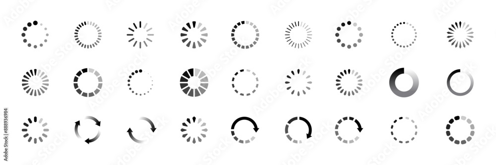 collection of loading and buffering symbols for websites Stock Vector ...