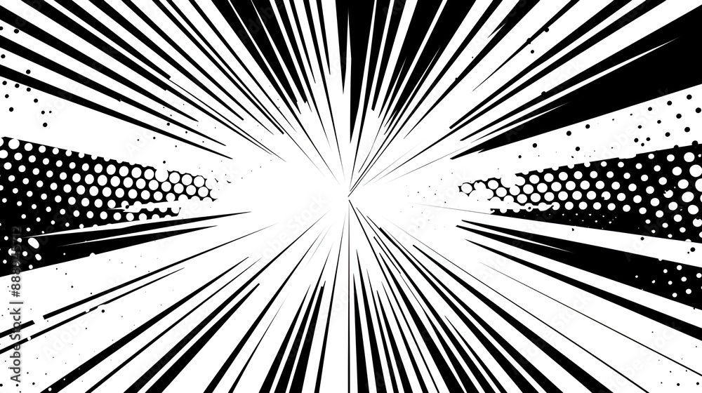 Comic manga radial lines with speed effect for comics book ,Black and ...