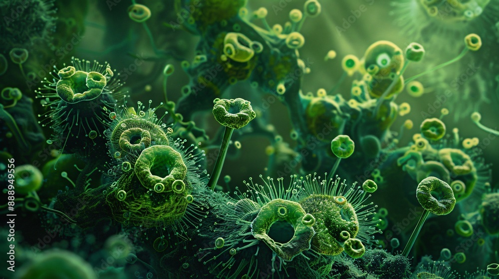 Microorganisms in Forest Sludge ,Science microscopic background ... Microorganisms in Forest Sludge ,Science microscopic background ...