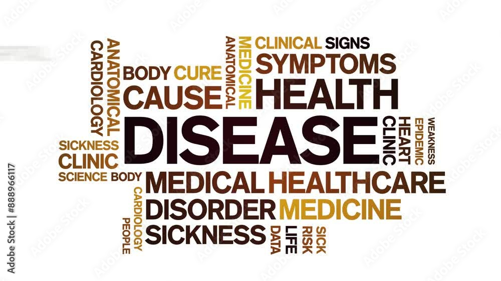 Disease animated word cloud;text design animation tag kinetic ...