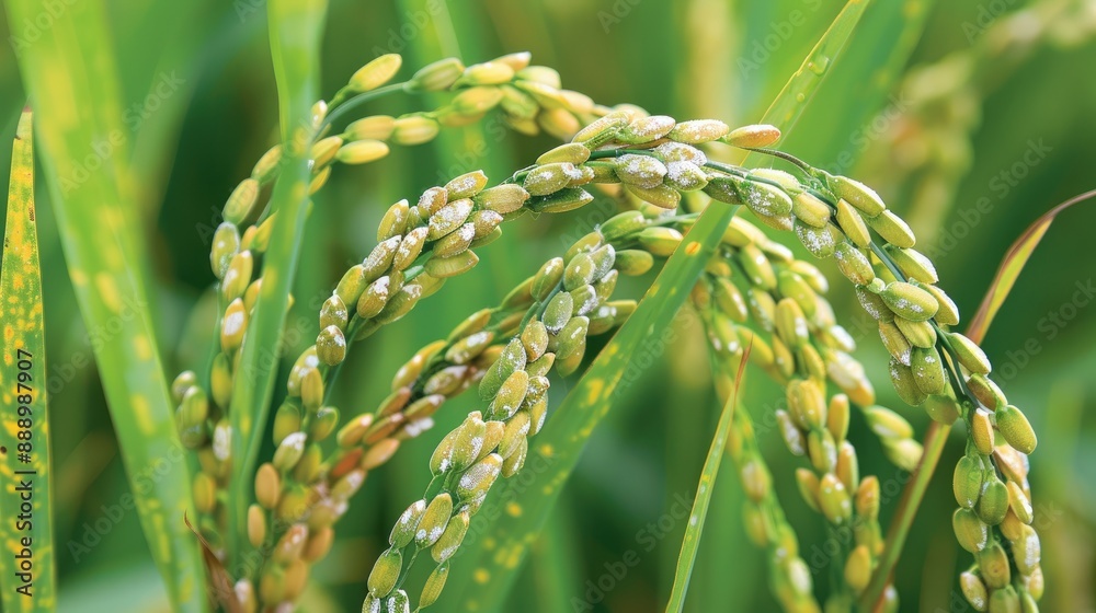 Rice Blast Disease caused by Magnaporthe oryzae begins as small water ...