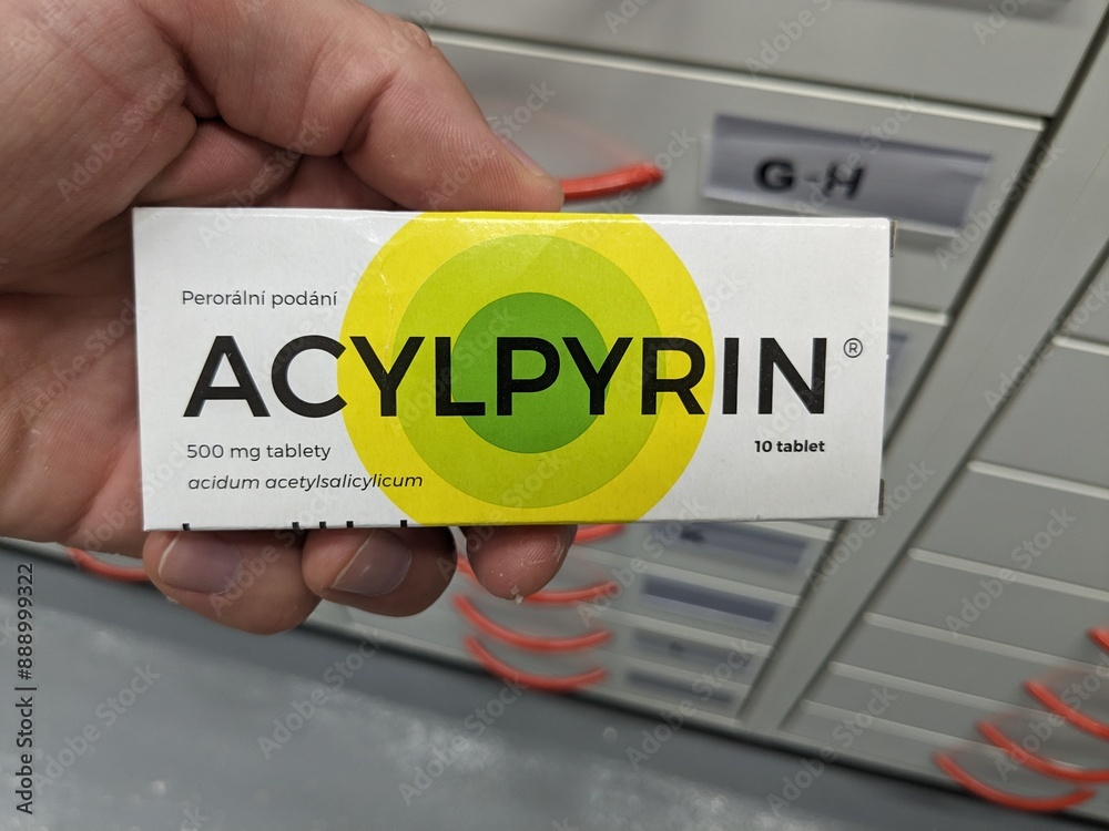 Prague, Czech Republic - July 9 2024: ACYLPYRIN tablets with ...