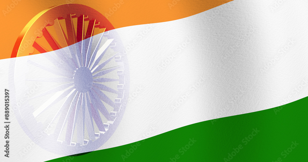 Indian Tri Color Flag with 3D Ashok Chakra in overlay Stock ...