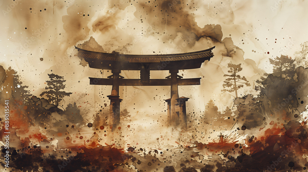 Hiroshima peace memorial park torii gate surviving the atomic bomb ...