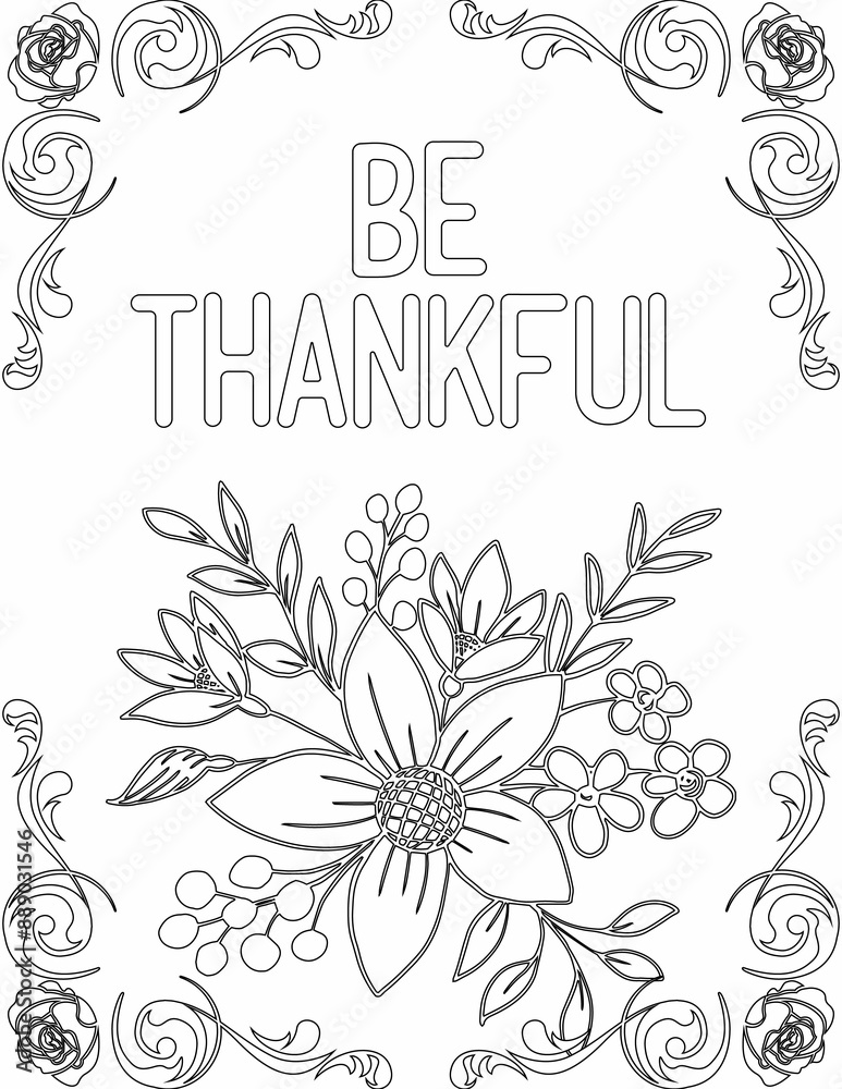 Printable floral coloring page for kids and adults with motivational ...
