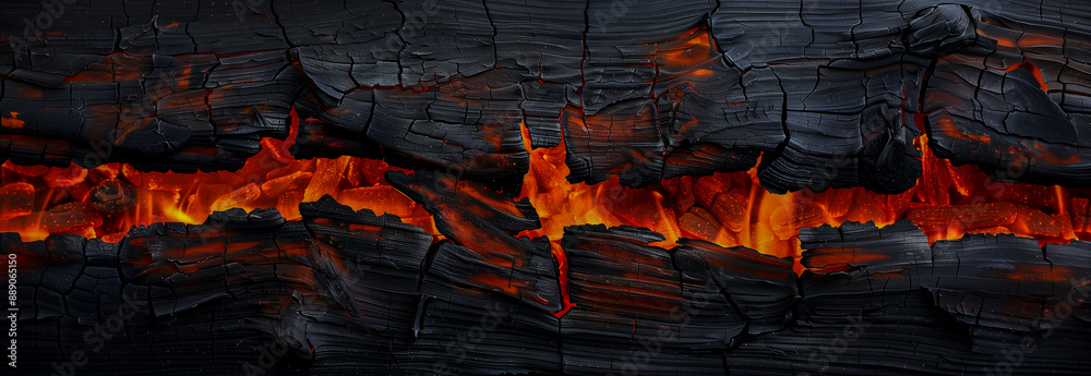 Halloween charred coals texture background. Burning fire wood, bbq ...