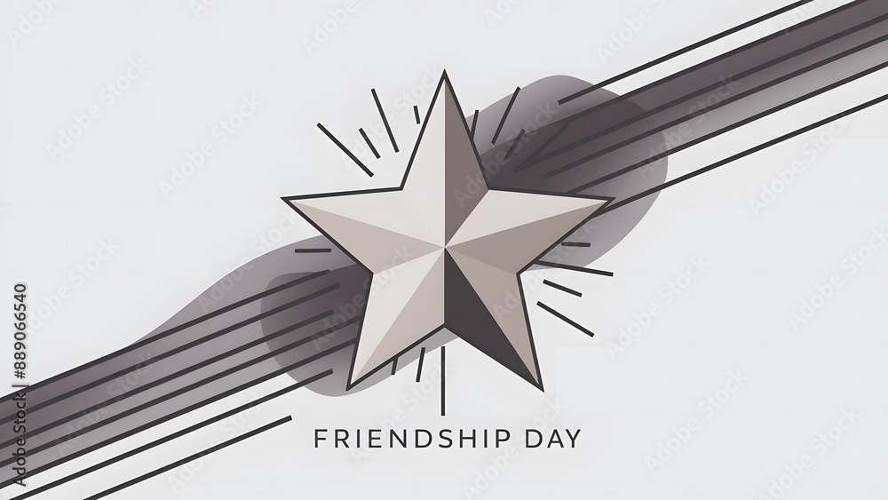 Friendship Day featuring a single star simple image. clean, bold lines ...