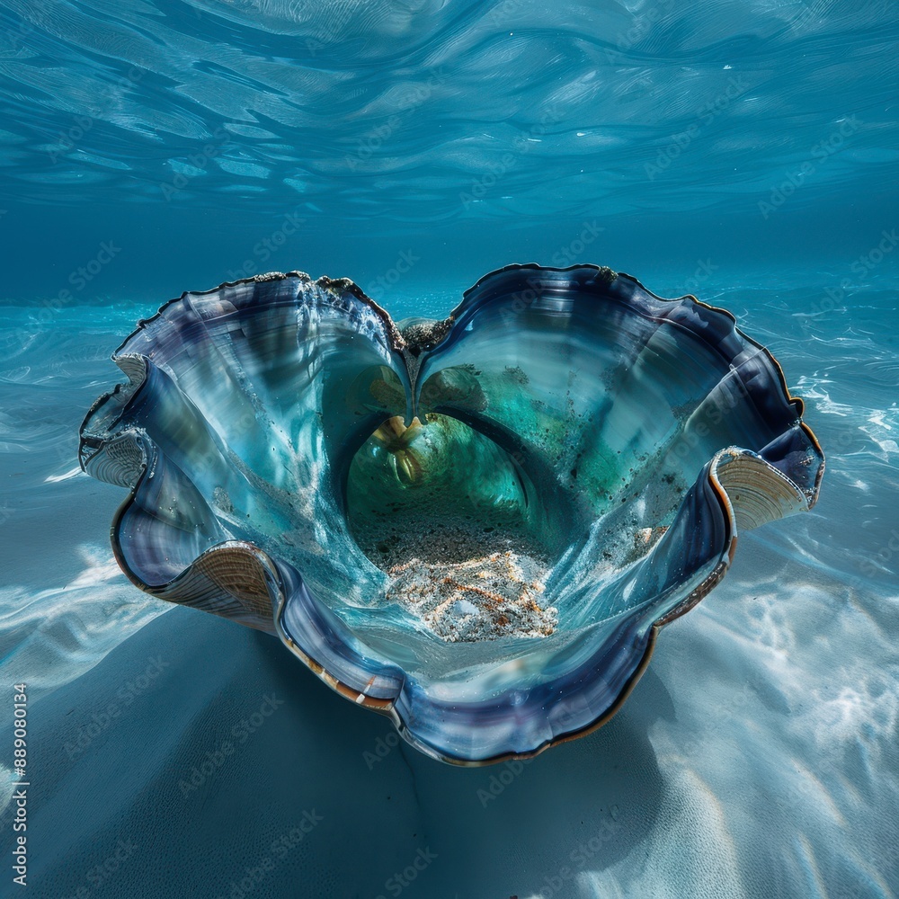 Photo & Art Print Giant clam opening to reveal a hidden treasure ...