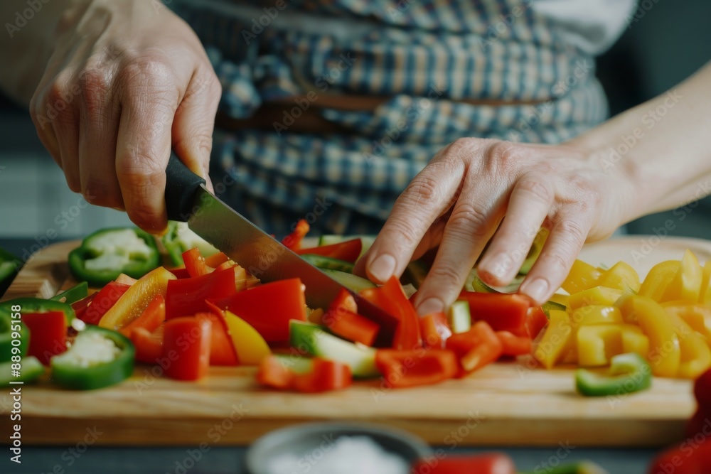 Cutting romaine lettuce for a chopped salad - ANTIPASTO SALAD SERIES ...