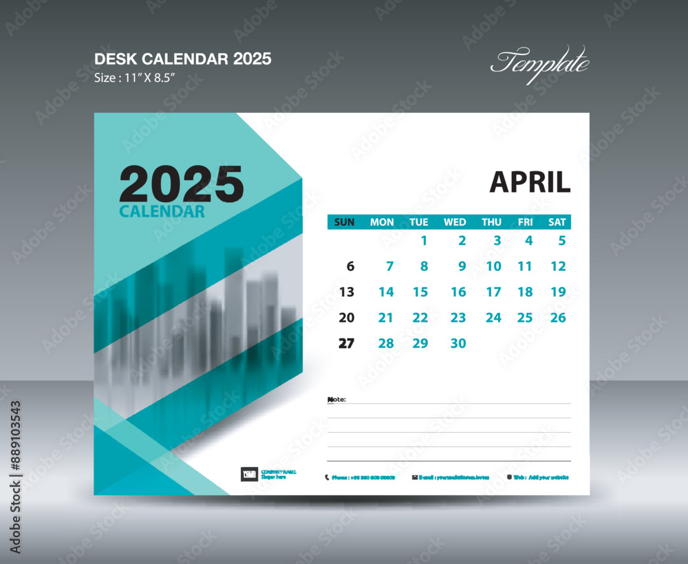 April 2025 template- Desk Calendar 2025 year template, wall calendar ...